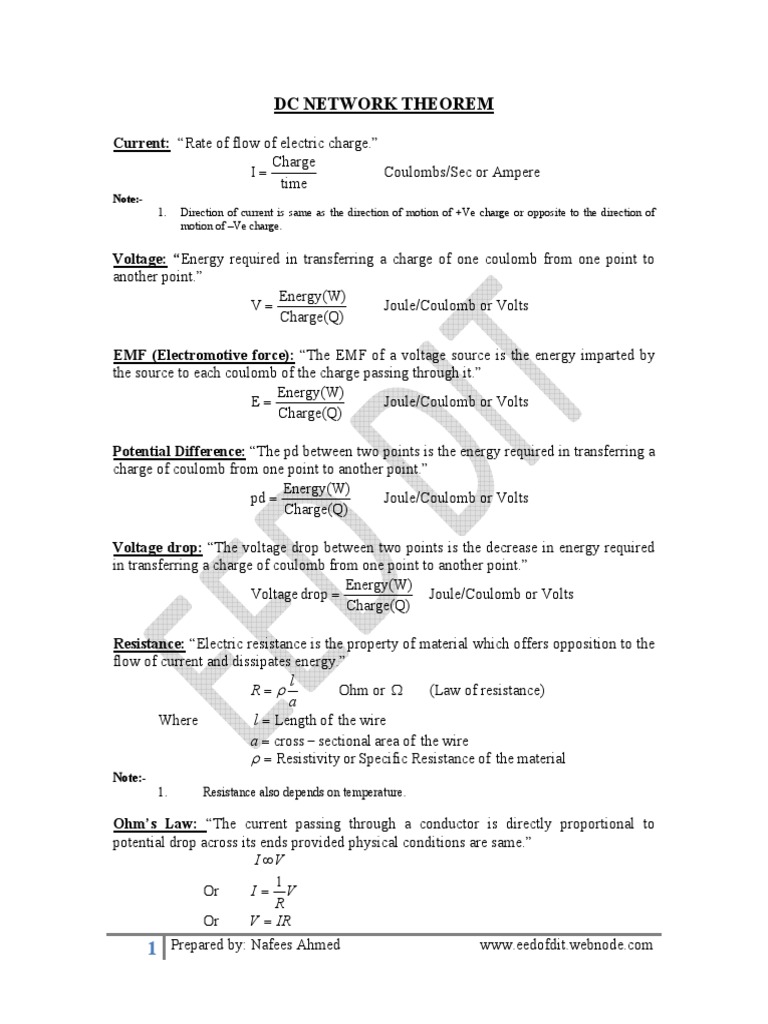 DC Network Theorems | PDF | Electrical Resistance And Conductance | Voltage