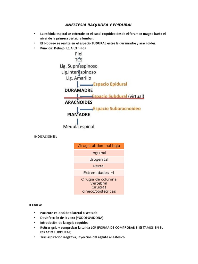 Anestesia Raquidea y Epidural | PDF