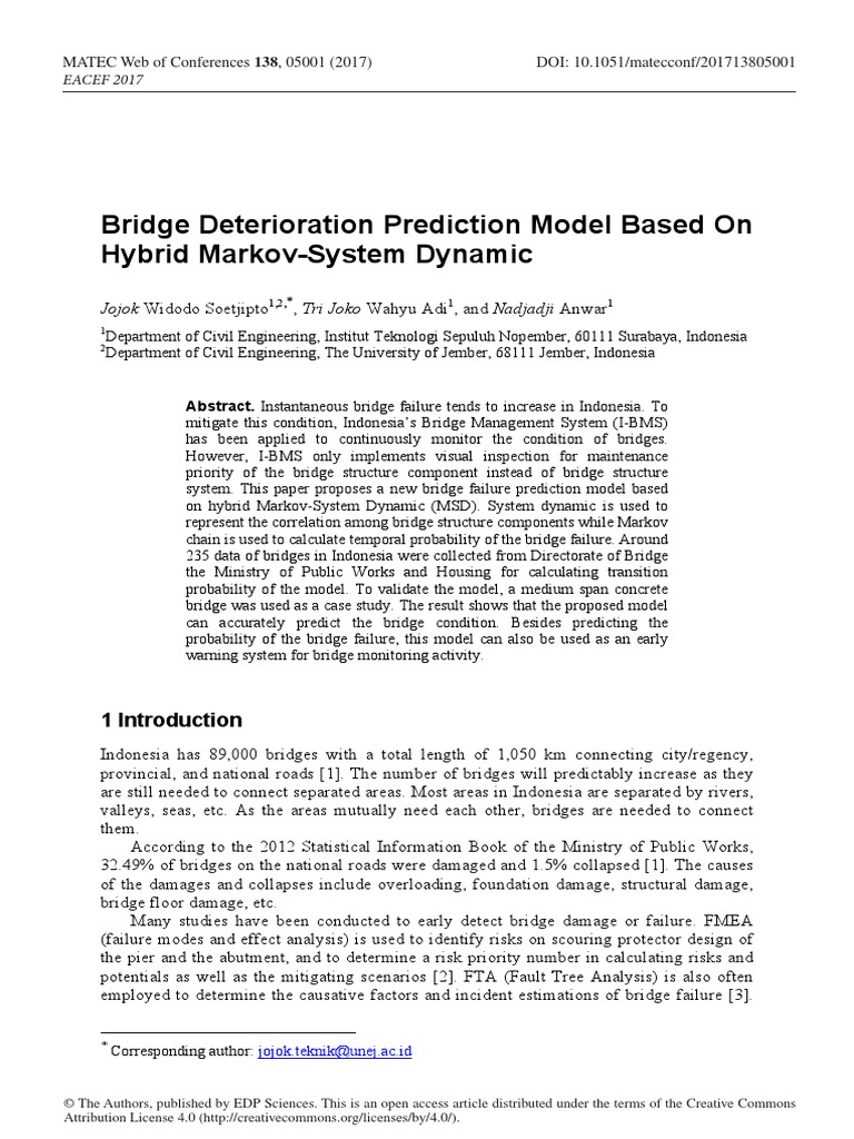 Bridge Deterioration Prediction Model Based On Hybrid Markov-System ...