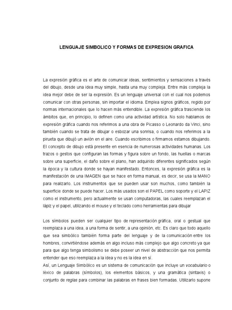 Lenguaje Simbolico y Formas de Expresion Grafica | PDF | Los símbolos ...