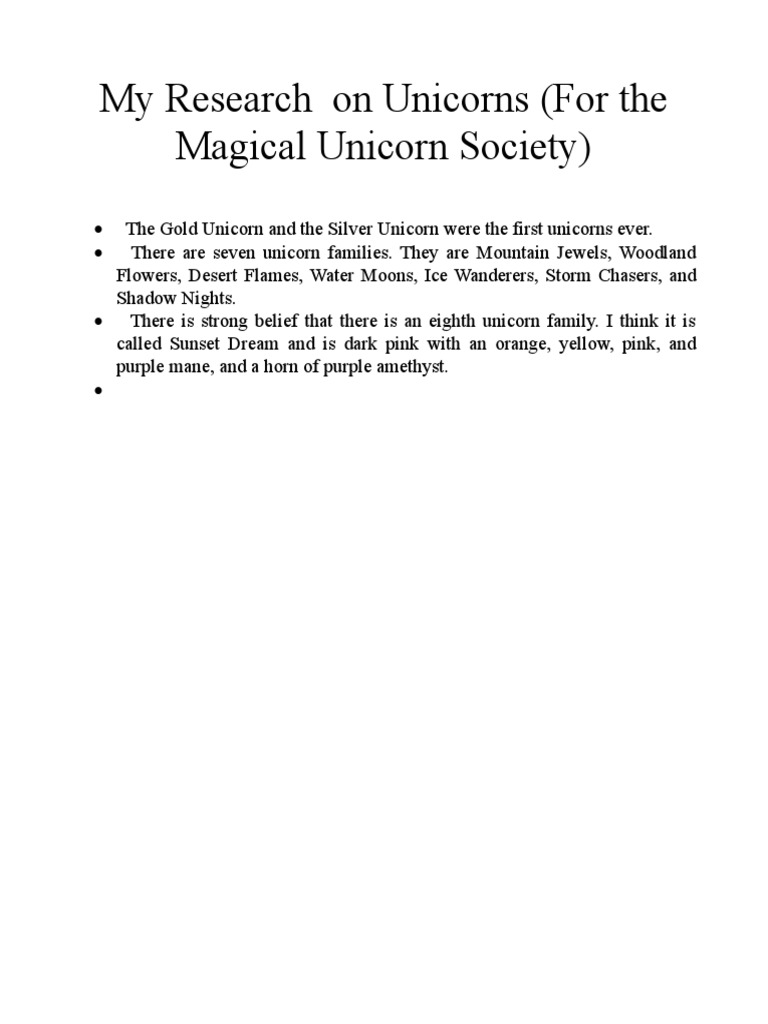 All About Unicorns | PDF