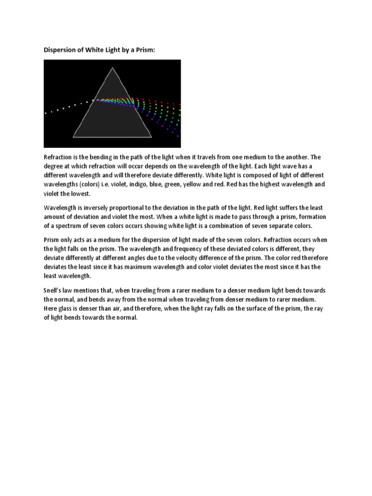 Dispersion of White Light by A Prism | PDF