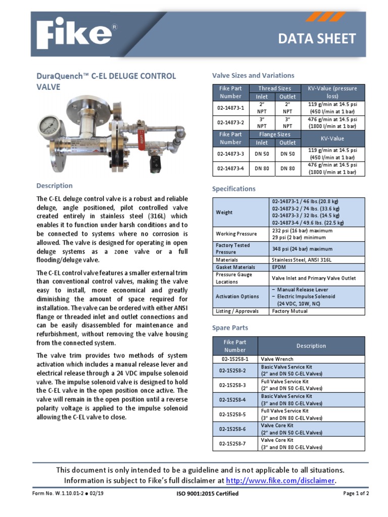 W.1.10.01 Deluge Control Valve | PDF | Valve | Stainless Steel
