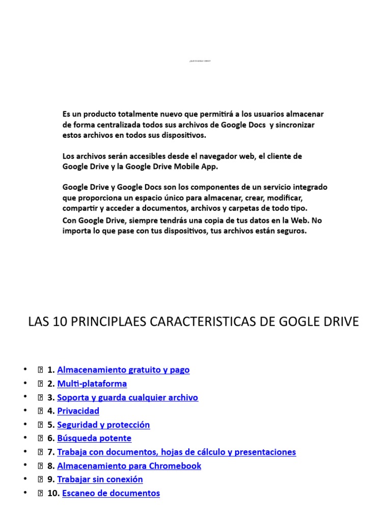 Características y Utilidad de Google Drive | PDF | Archivo de ...