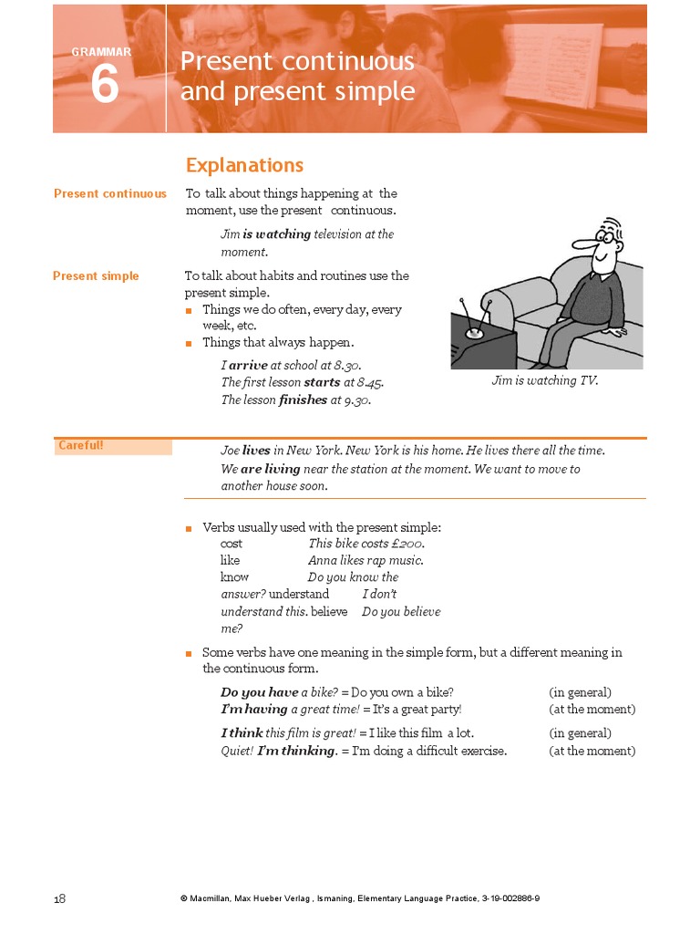 Present Continuous and Present Simple: Explanations | PDF | Linguistics ...