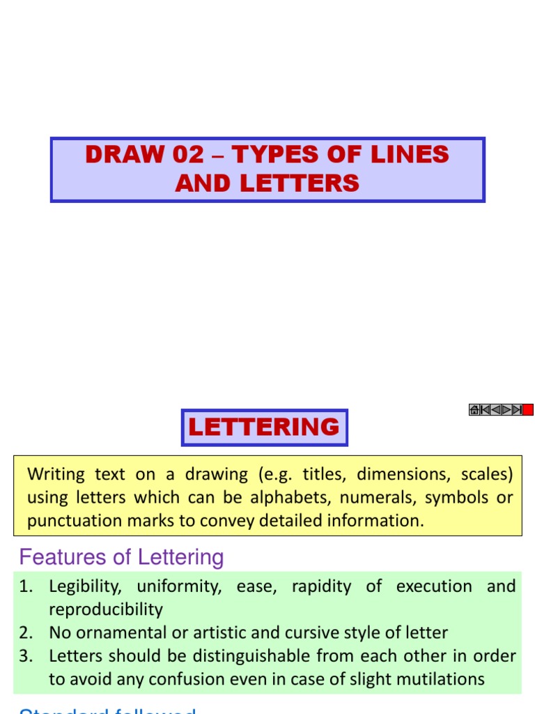 Types of Lines and Lettering Standards | PDF | Line (Geometry) | Angle