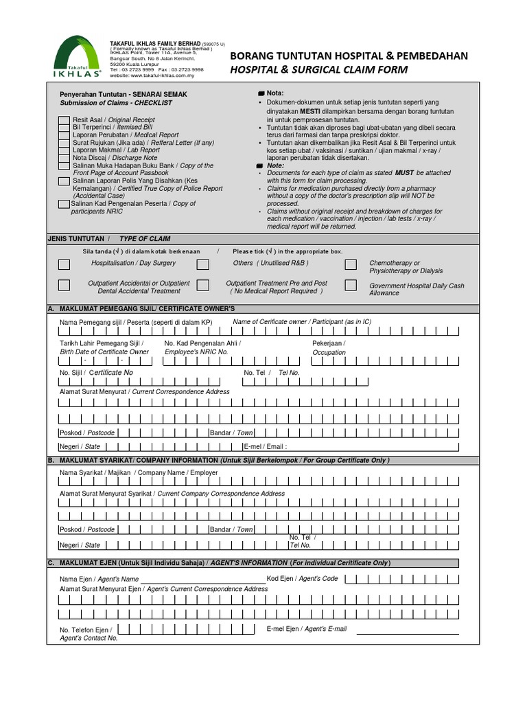 Hospital Surgical Claim Form PDF | PDF | Patient | Hospital