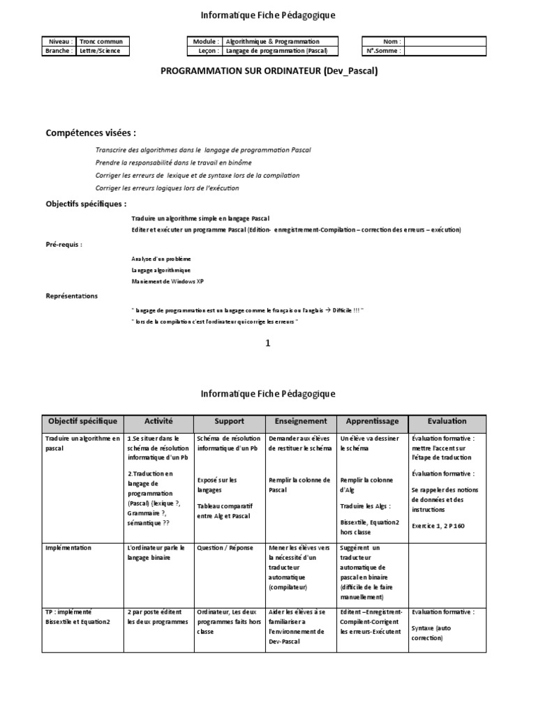 Apprendre Pascal au Tronc Commun | PDF | Langage de programmation | Compilateur