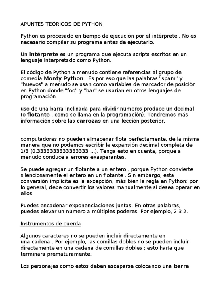 Apuntes de Python | Descargar gratis PDF | Python (lenguaje de ...