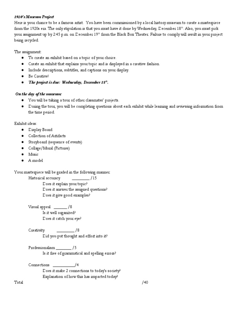 1920s Museum Project | PDF
