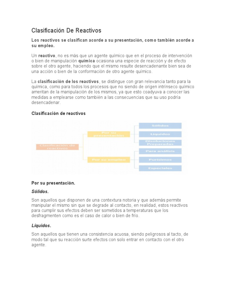 Reactivos | PDF | Reactivo | Residuos
