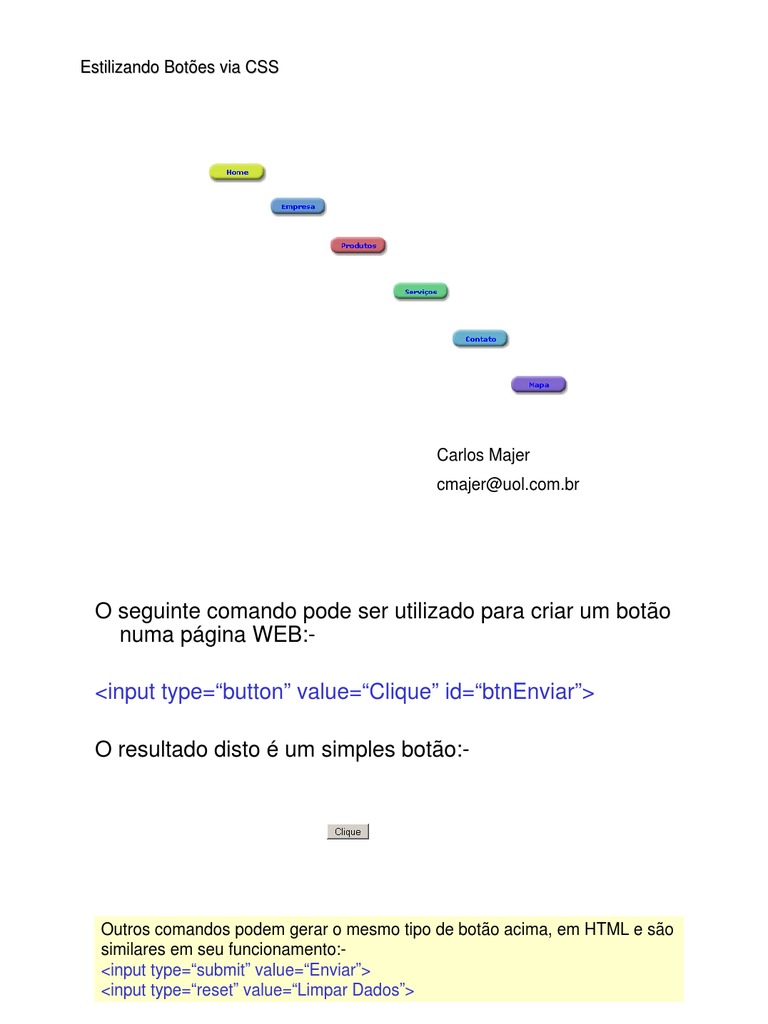CSS - Estilizando Botões | PDF | Folhas de estilo em cascata | Html