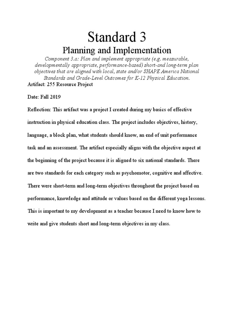 Standard 3 Reflection | PDF