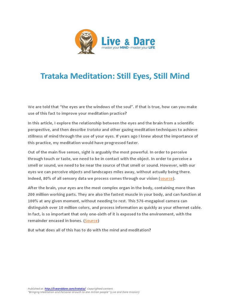 Trataka - LiveAndDare PDF | PDF | Eye Movement Desensitization And ...