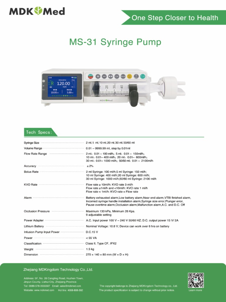 Catalog MS-31 Syringe Pump | PDF