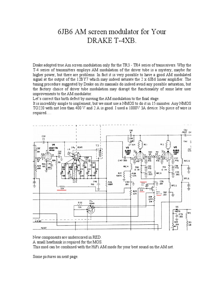 6JB6 AM Screen Modulator For Your Drake T-4Xb | PDF