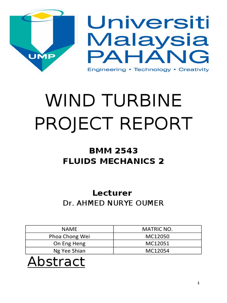 Wind Turbine Project Report | PDF | Wind Power | Wind Turbine