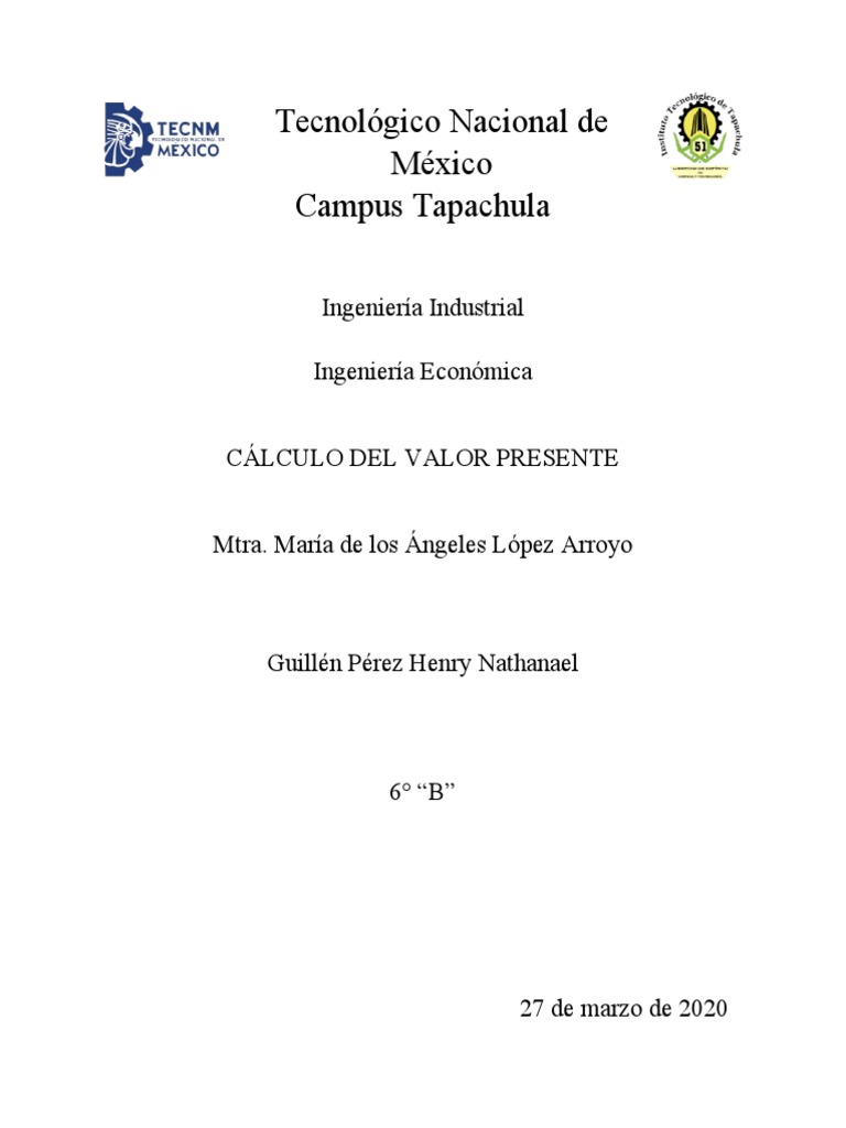 Calculo de Valor Presente - Henry - Guillen PDF | PDF | Valor presente neto | Economias