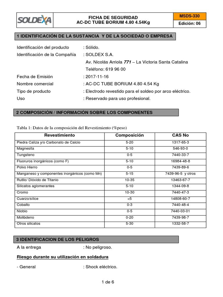 Soldexa Seguridad | PDF | Manganeso | Cromo