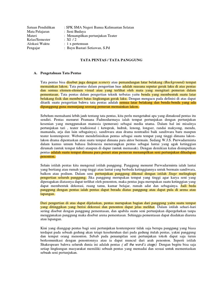 Tata Pentas | PDF