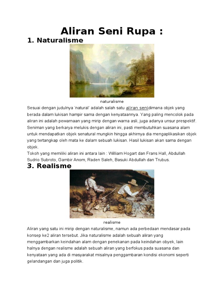 Aliran Seni Rupa: Naturalisme hingga Fauvisme | PDF