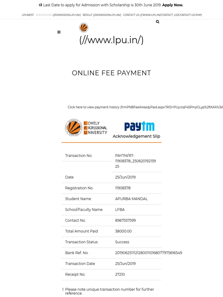 Online Fee Payment - Payment Status ALP APURBA | PDF | Fee | Services ...