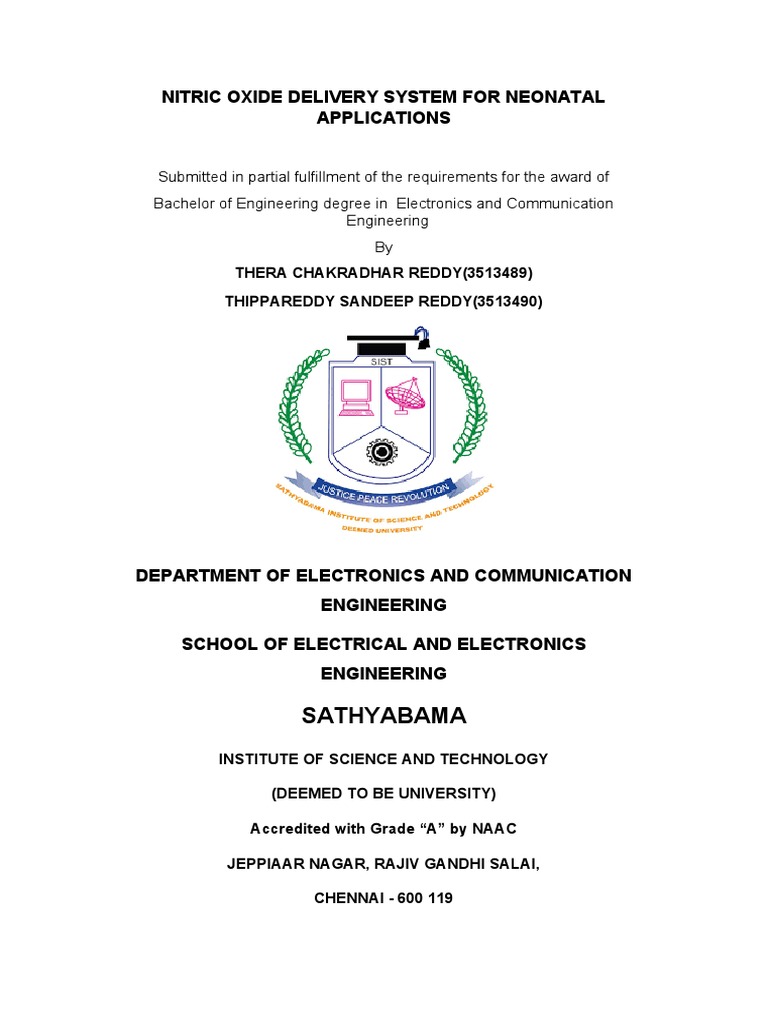 Nitric Oxide Delivery System For Neonatal Applications: Sathyabama ...