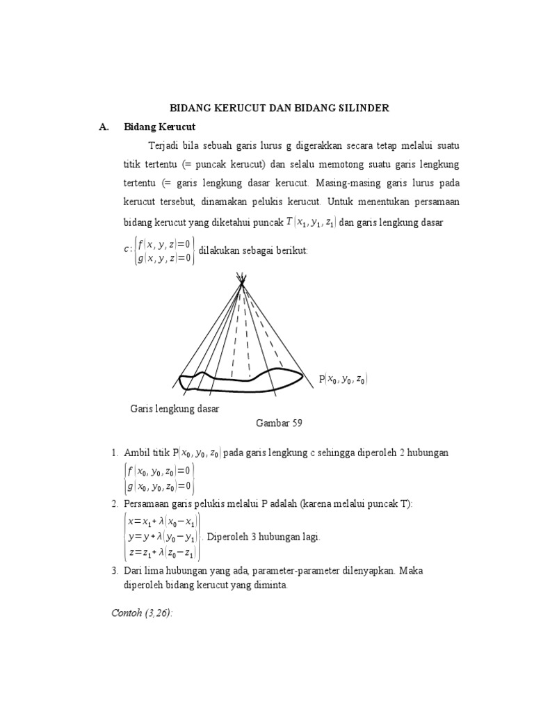 Persamaan Bidang Kerucut dan Silinder | PDF | Metode & Bahan Ajar