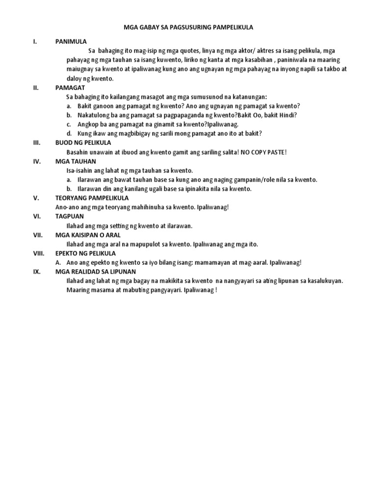 Format Sa Pagsusuring Pampanitikan | PDF