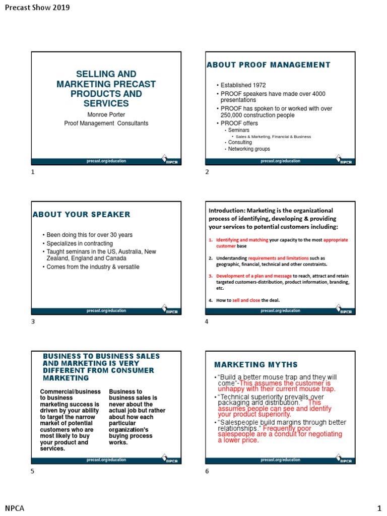 Selling and Marketing Precast Products and Services: About Proof ...