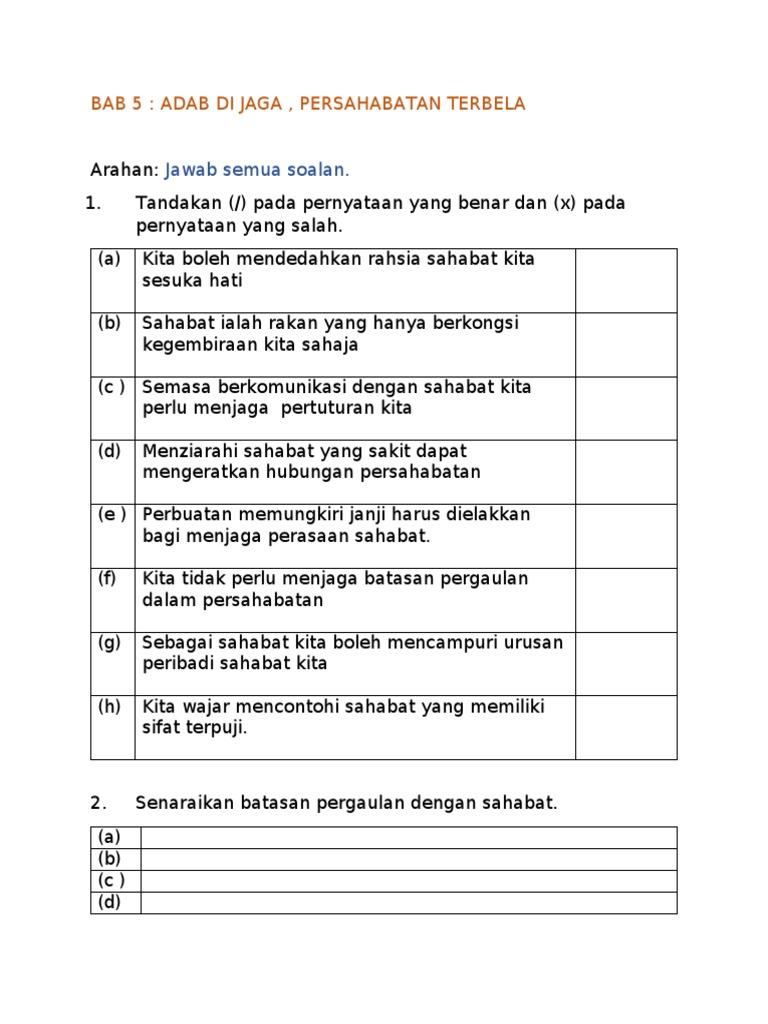 Bab 5 Adab Dijaga Persahabatan Terbela | PDF