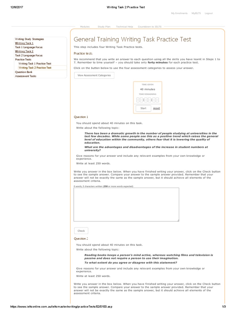 Writing Task 2 Practice Test | PDF | International English Language ...
