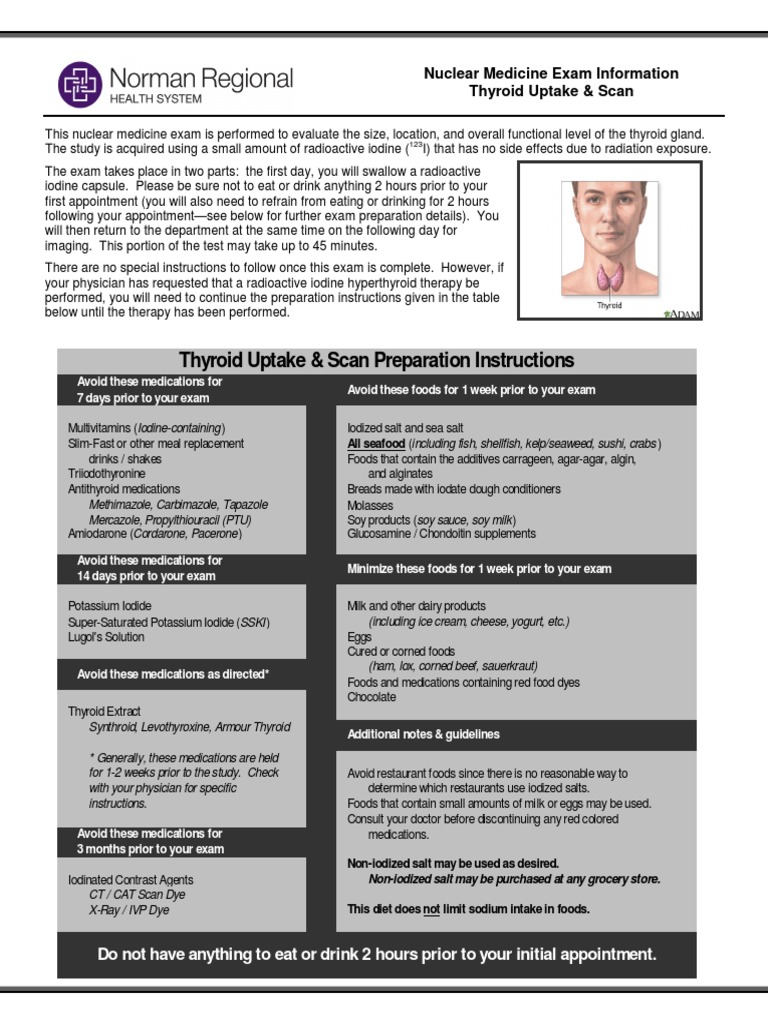 Thyroid Uptake & Scan Preparation Instructions | PDF | Food And Drink ...