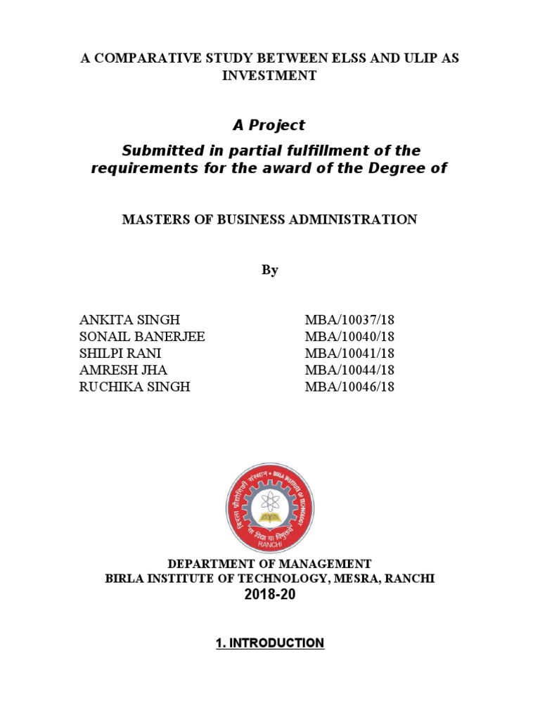 Comparative Study Between Ulip Elss | PDF | Mutual Funds | Investing