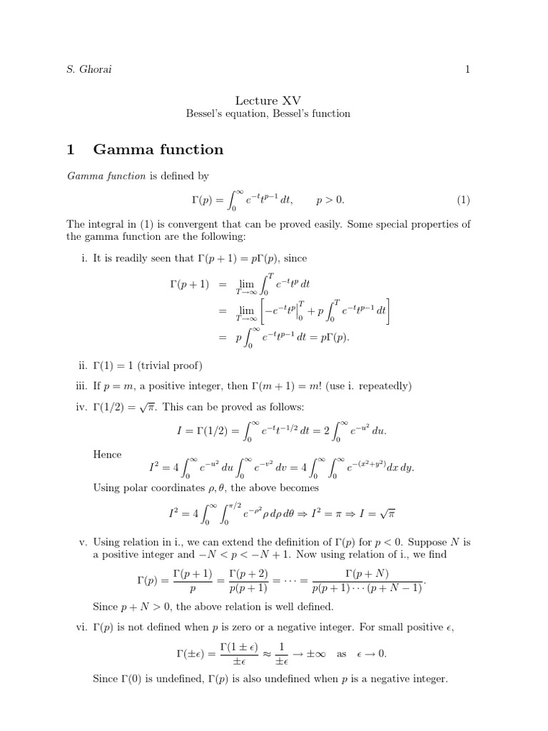 Bessel Functions of the First and Second Kind: Frobenius Series Solutions to Bessel's ...