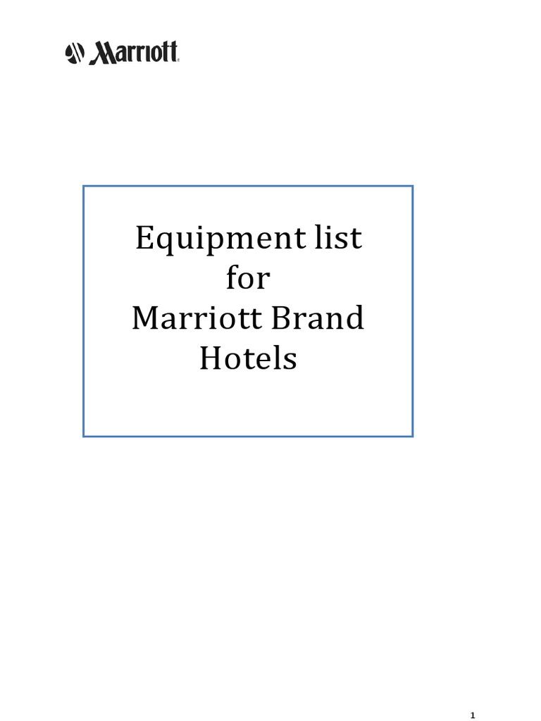 Equipment Selection For Marriott Brand Hotels - MEA | PDF | Hotel | Foods