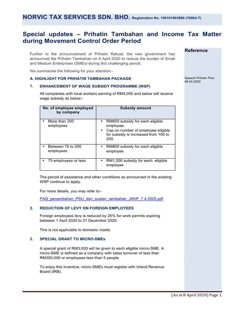 Special Updates For Prihatin Tambahan and Income Tax Matter During ...