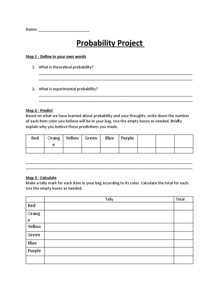 Probability Project | PDF | Color | Pie Chart