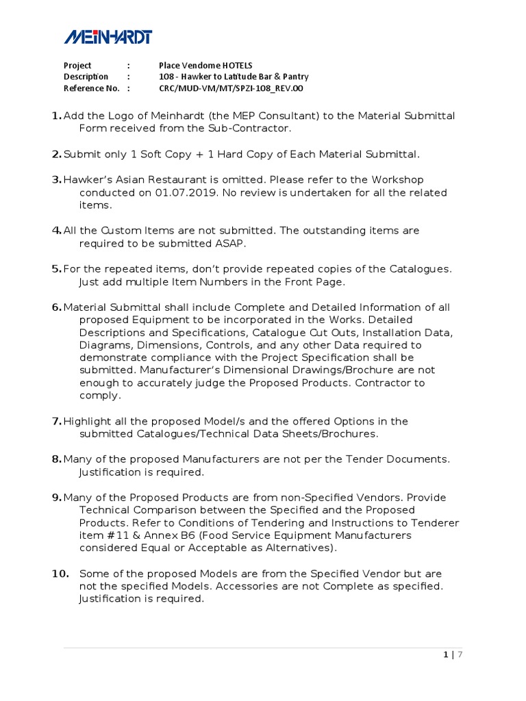 Kitchen Equipment Material Submittals | Download Free PDF ...