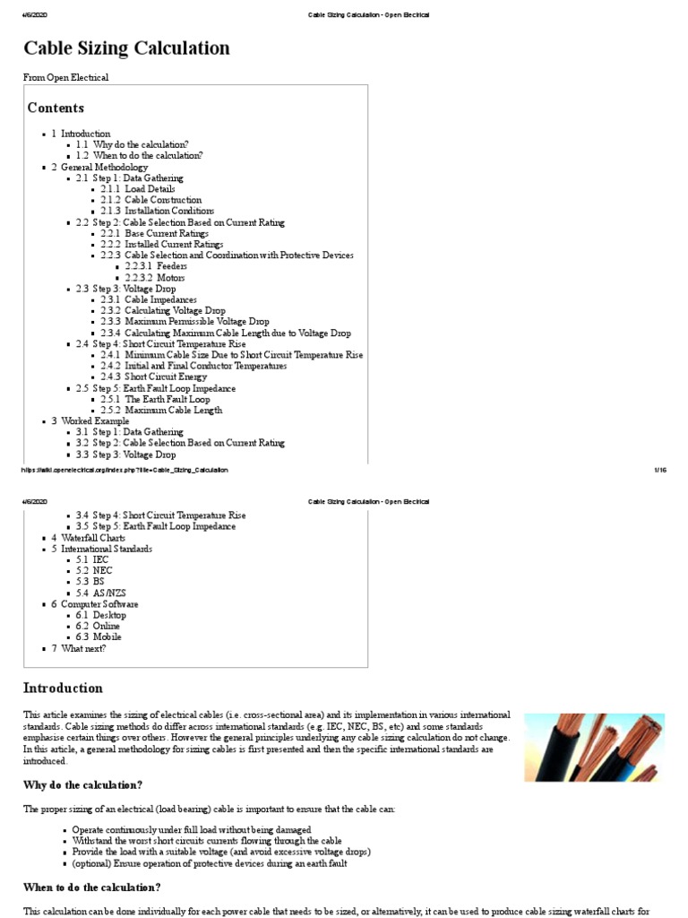 Cable Sizing Calculation - Open Electrical (Wiki) | Download Free PDF ...