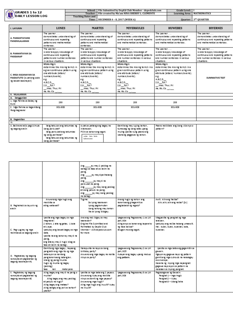 MATHEMATICS 1 Lesson Week 6 | PDF | Learning | Psychological Concepts