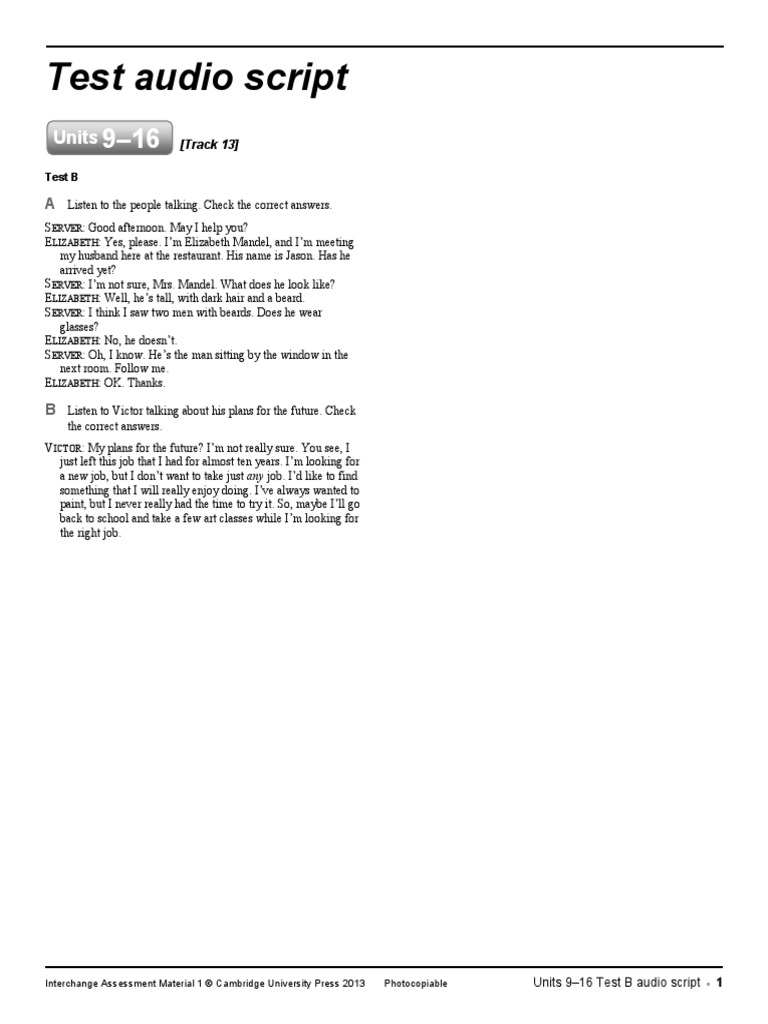 Test Audio Script: Units | PDF