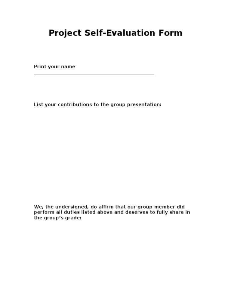 Project Self-Evaluation (1) 7 | PDF | Business