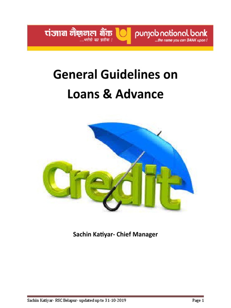 General Guidelines On Loans & Advance: Sachin Katiyar-Chief Manager | PDF | Mortgage Law ...