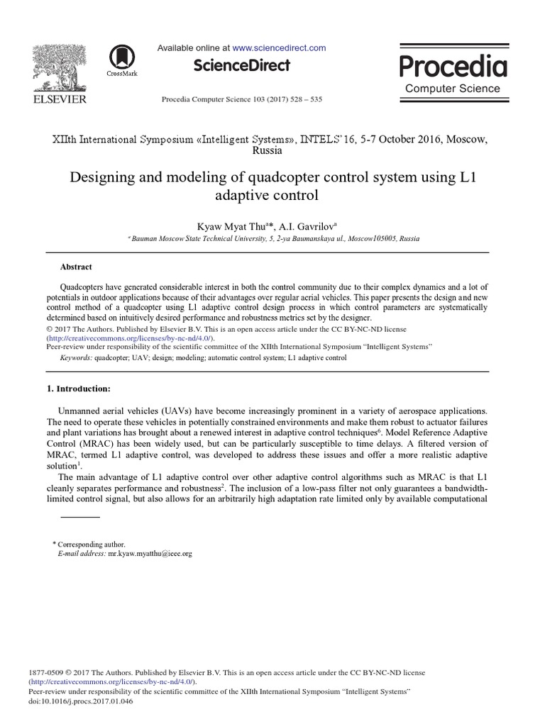 Designing and Modeling of Quadcopter Control System Using L1 Adaptive ...
