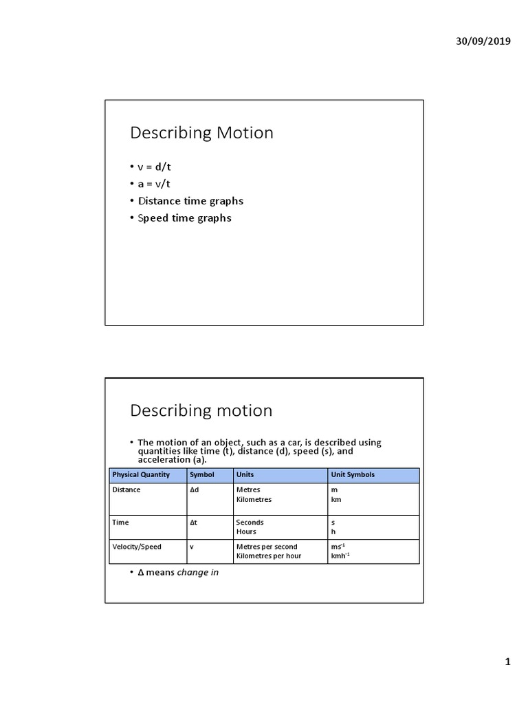 S1.1 Mechanics Tutorial Notes PDF | PDF | Force | Speed
