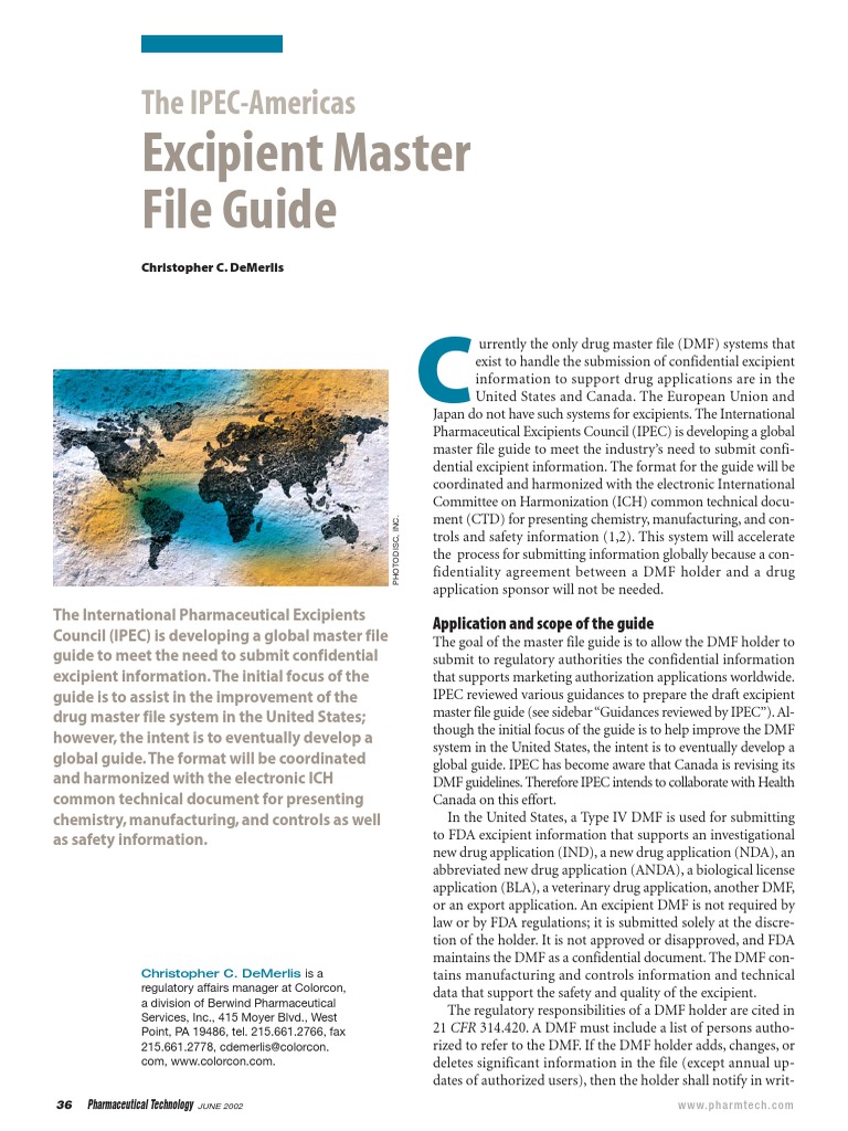 Excipient Master File Guide: The IPEC-Americas | PDF | Food And Drug ...