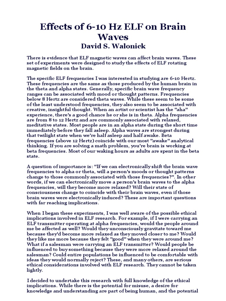 Effects of ELF | PDF | Electromagnetic Radiation | Electroencephalography