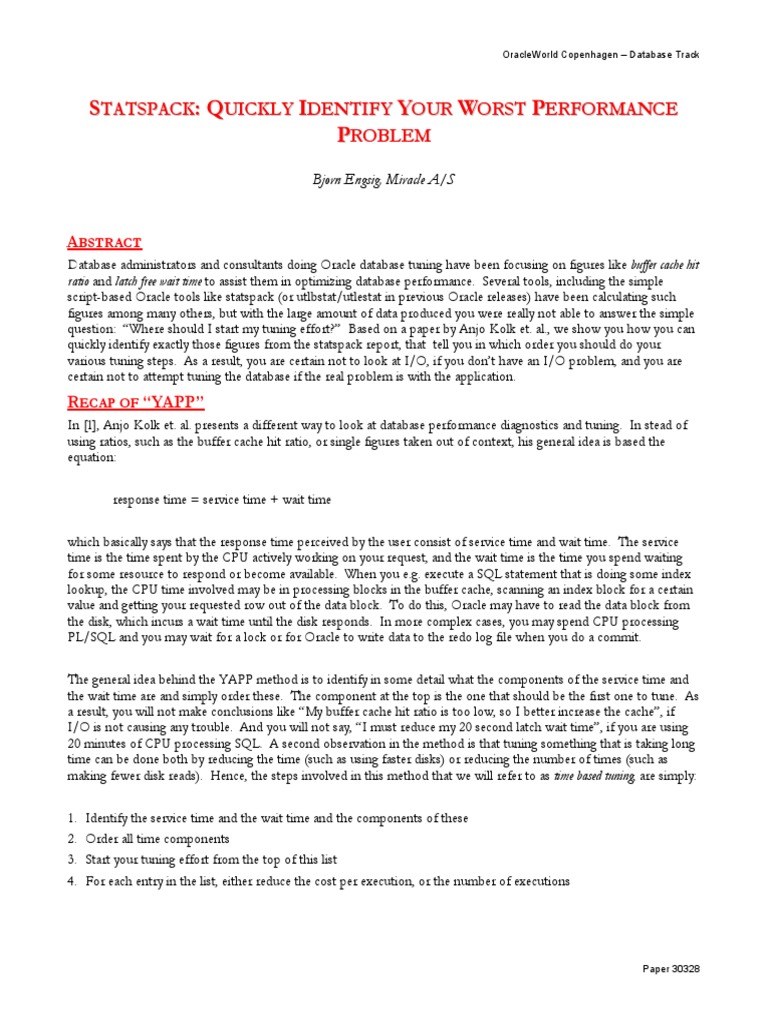 Owcph2002 Engsig Statspack Paper | PDF | Cache (Computing) | Database Index