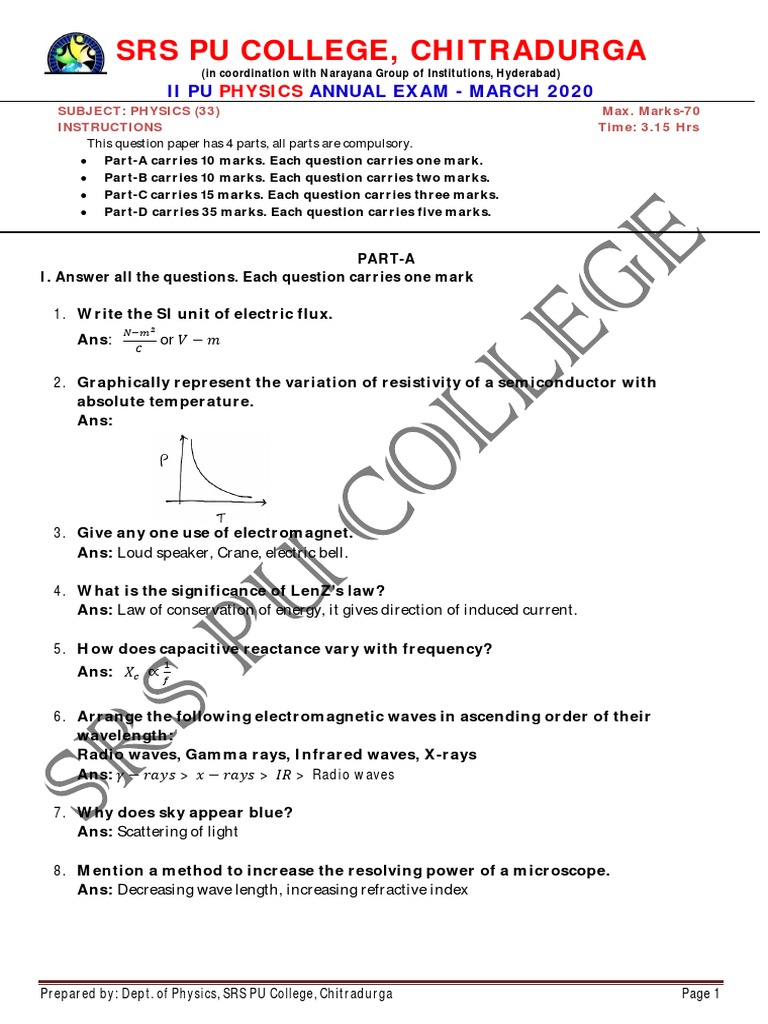 Ii Pu Physics Key Answers PDF | PDF | Rectifier | Electrical Resistivity And Conductivity